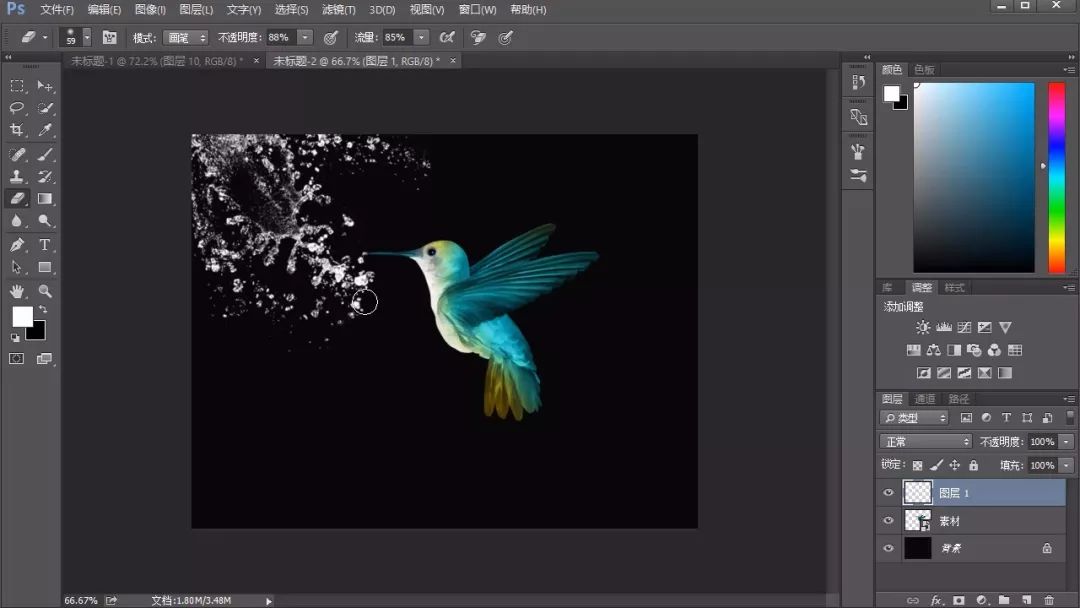Ps小教程:如何用画笔工具制作水溅效果部分