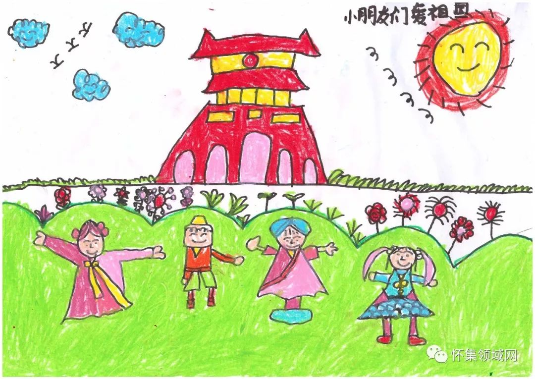 我和我的祖国儿童绘画 一年级画祖 我和我的祖一幅画 大山谷图库