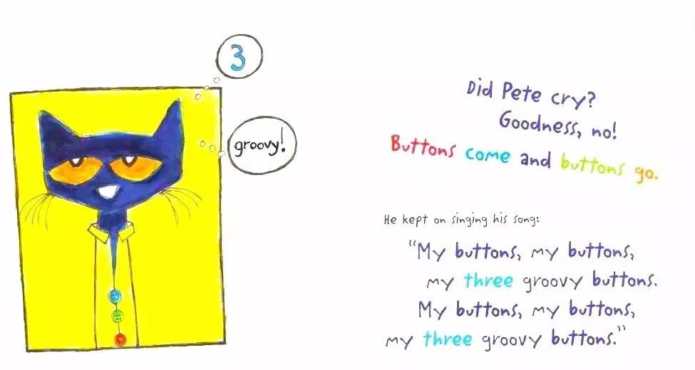 【有声绘本】《Pete the Cat and His Four Groovy Buttons》皮特猫和它四颗时髦的纽扣_扣子