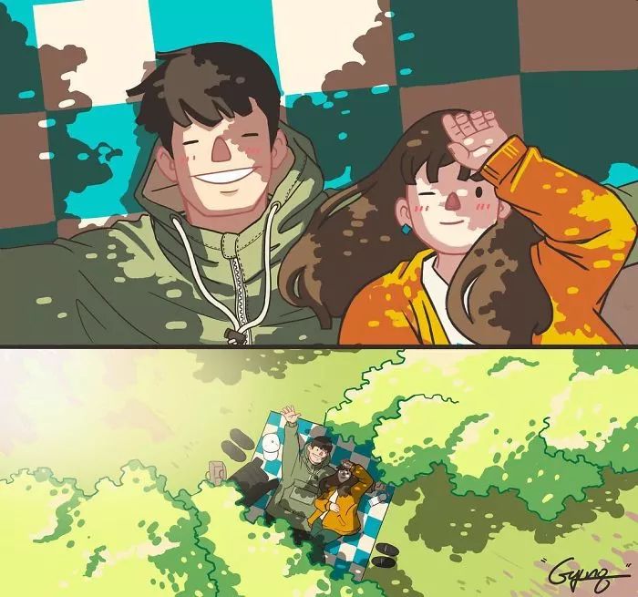 【插画师作品】第168期：韩国插画师 이규영 gyung_studio 的超甜情侣日常_四川
