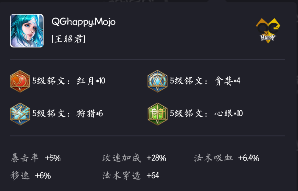 灵性封锁精准预判 QGhappy.末将王昭君分割战场一击制胜_Mojo