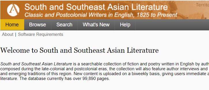 新购资源：南亚与东南亚英语文学（South and Southeast Asian Literature）_数据库