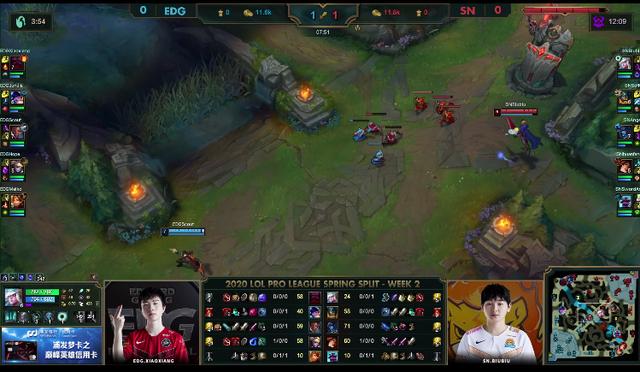 英雄联盟：Scout奇亚娜尽力局，SN滚雪球拿下EDG，获春季赛第一分_双方