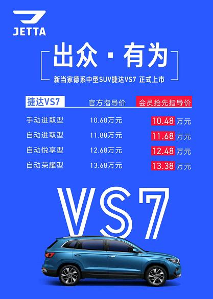 大众中型SUV，捷达VS7正式上市，售价10.68万起_搜狐汽车_搜狐网