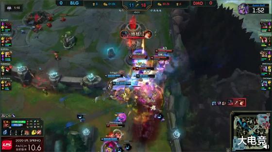 LOL-LPL：Kingen武器三杀梦幻开局，BLG让一追二碾压DMO！_下路