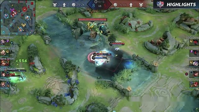 王者荣耀KPLGT：VSG弈星加镜被击溃，Nova凭借孙尚香追回一成_阵容