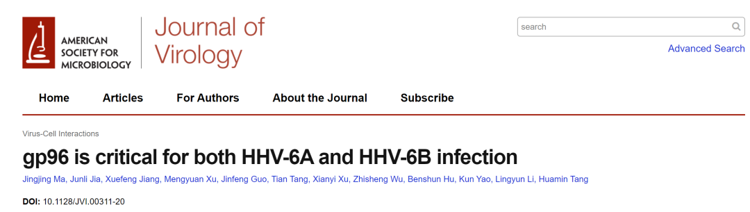 南医大汤华民团队发现HHV-6病毒入侵相关重要宿主因子_Journal