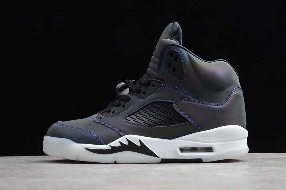 乔丹 Air Jordan 5“Oil Grey”AJ5代午夜蓝3M变色龙篮球鞋_Jumpman