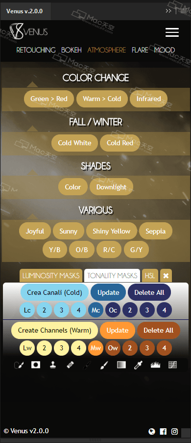 Venus Retouch Panel Mac(PS润色美白磨皮插件)_功能