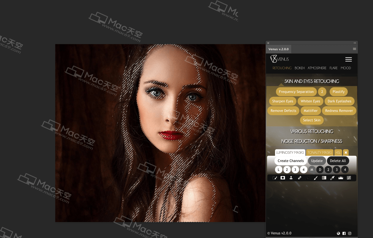Venus Retouch Panel Mac(PS润色美白磨皮插件)_功能