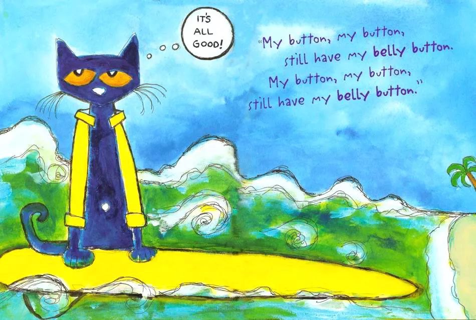 【有声绘本】《Pete the Cat and His Four Groovy Buttons》皮特猫和它四颗时髦的纽扣_扣子