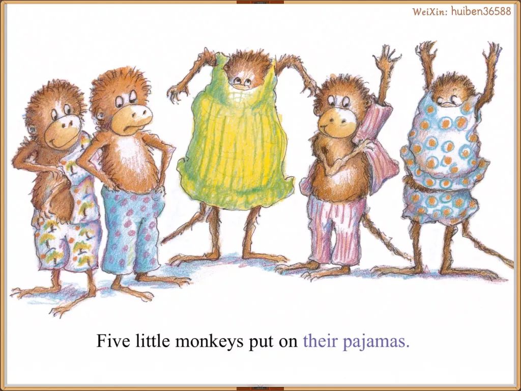 廖彩杏新书单05《Five little Monkeys Jumping On the Bed》完美清晰图文+音频+视频_bed-