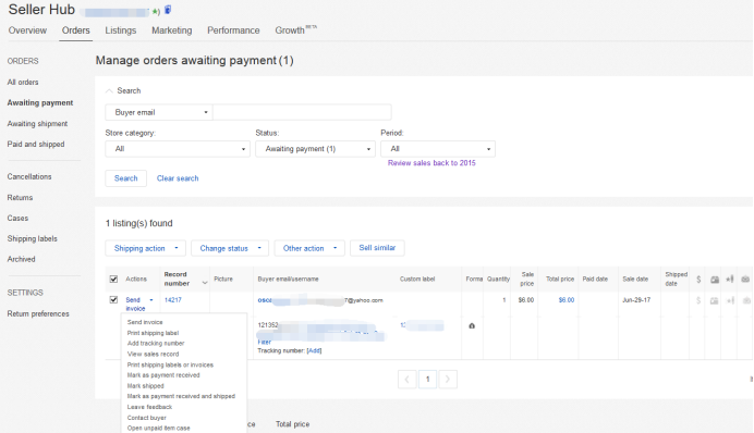 eBay的Send invoice功能_买家