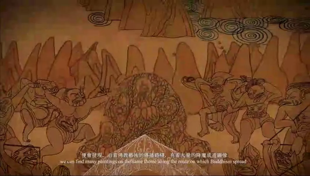 【敦煌石窟】北魏-254窟【2】南壁：释迦降魔、动画《降魔成道》【高清大图】_释迦牟尼