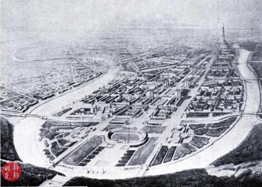 老照片：1935年莫斯科的改造方案，很超前的设计规划_建筑群