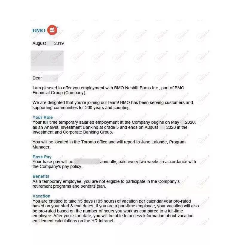 秋招进度 | BMO 已发2020申请季多伦多地区实习Offer_Capital