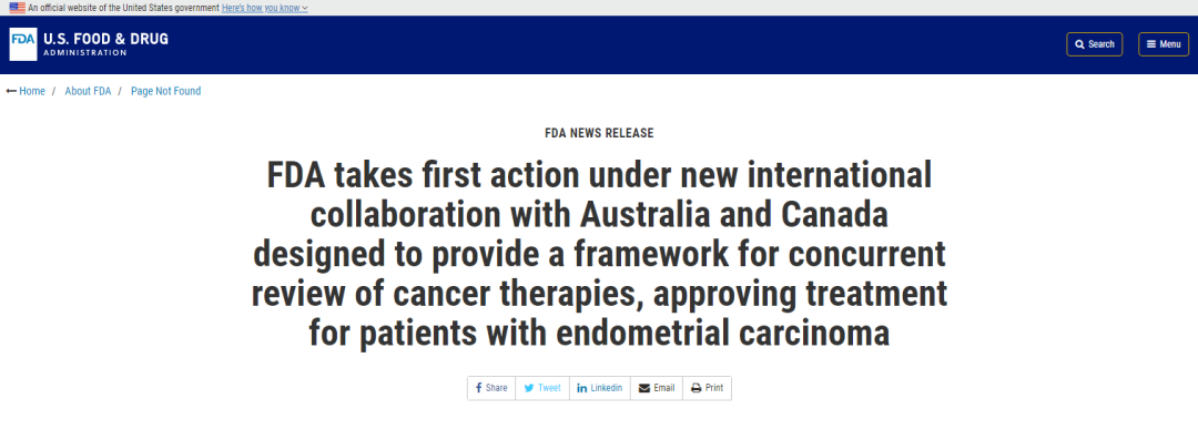 FDA、TGA、加拿大卫生部同时宣布K药+乐伐替尼治疗晚期子宫内膜癌_Orbis