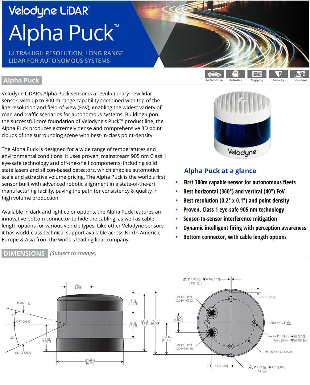 Velodyne Lidar Alpha Puck128线激光雷达_搜狐汽车_搜狐网