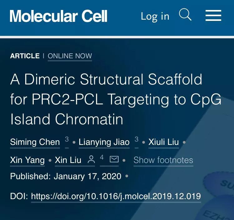 Molecular Cell | 表观遗传关键复合物染色质定位的新机制_亚基