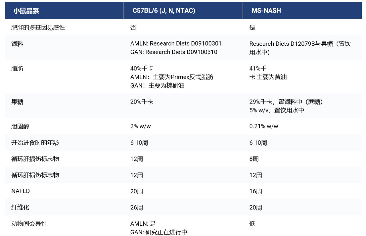 改良AMLN饲料诱导模型与MSNASH小鼠模型的比较_脂肪性