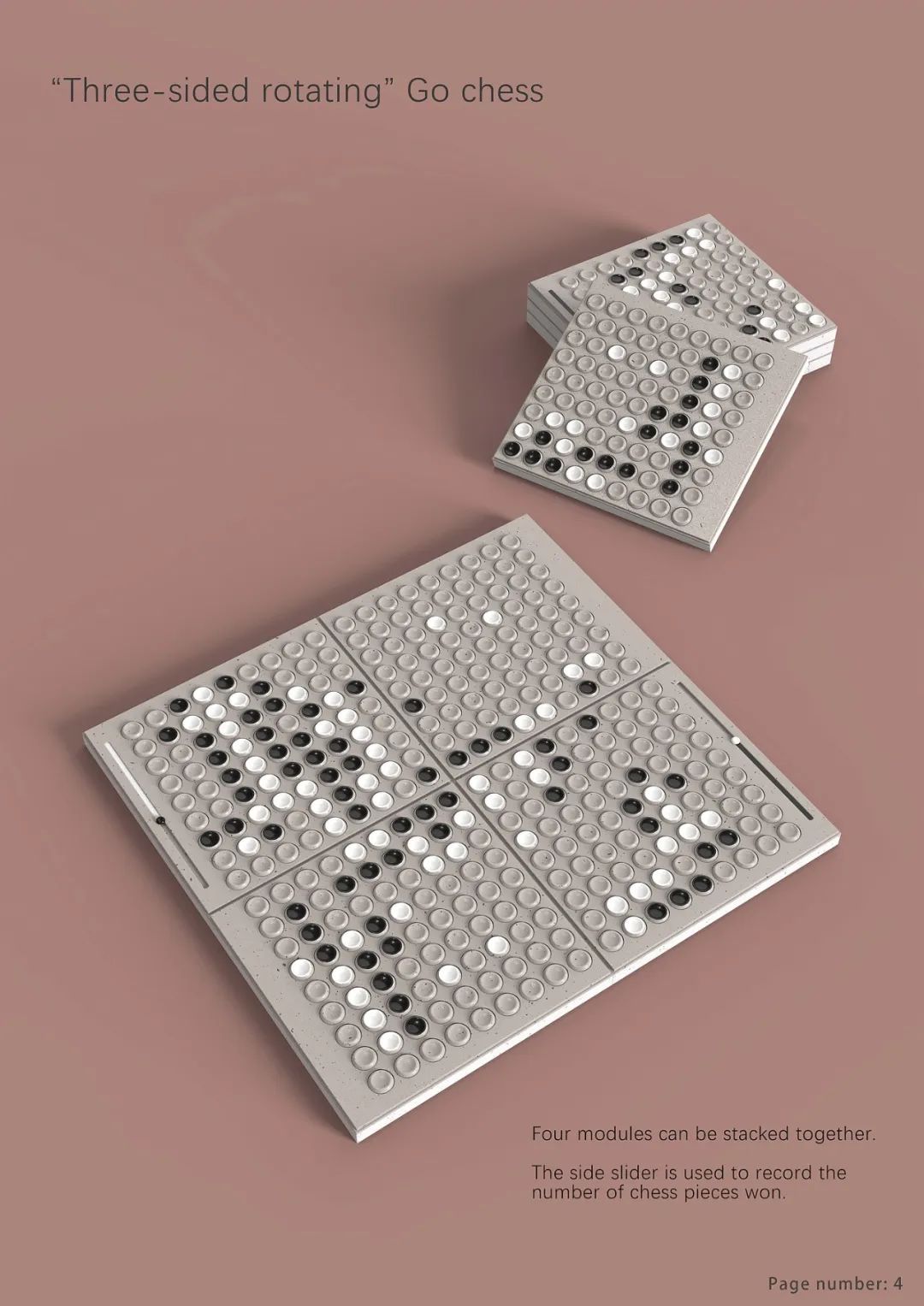 设计分享：巧妙的结构设计——“Three-sided rotating” Go chess_棋子