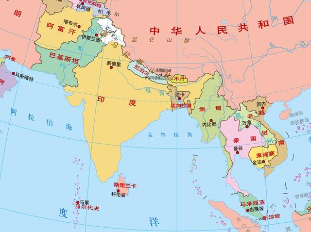 亚洲地图，东南亚地图，西亚地图，中亚地图，南亚地图