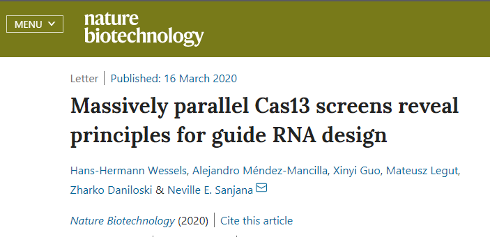 Nat Biotech | 大规模平行Cas13筛选揭示向导RNA设计原理_蛋白